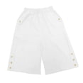 Angala Womens Summer Pants Solid High Elastic Waist Short Pants Loose ...
