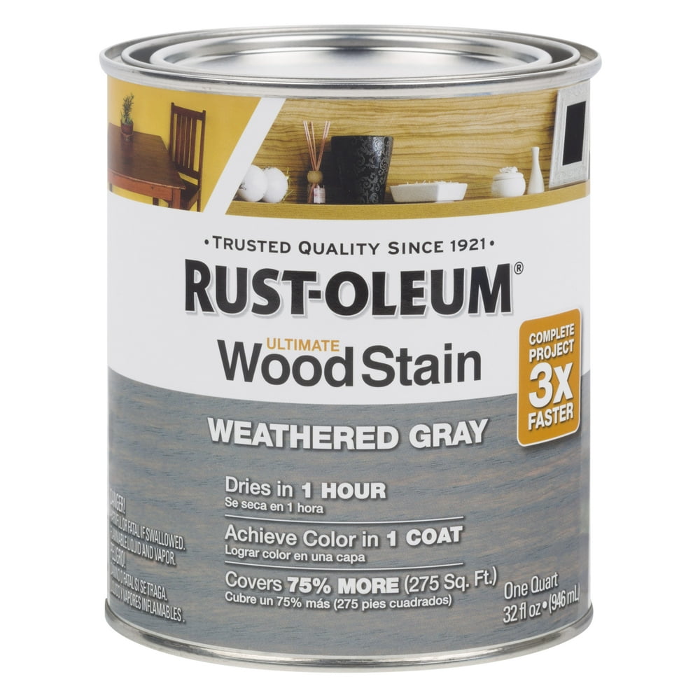 Rust-Oleum Weathered Gray Ultimate Wood Stain, Quart - Walmart.com ...