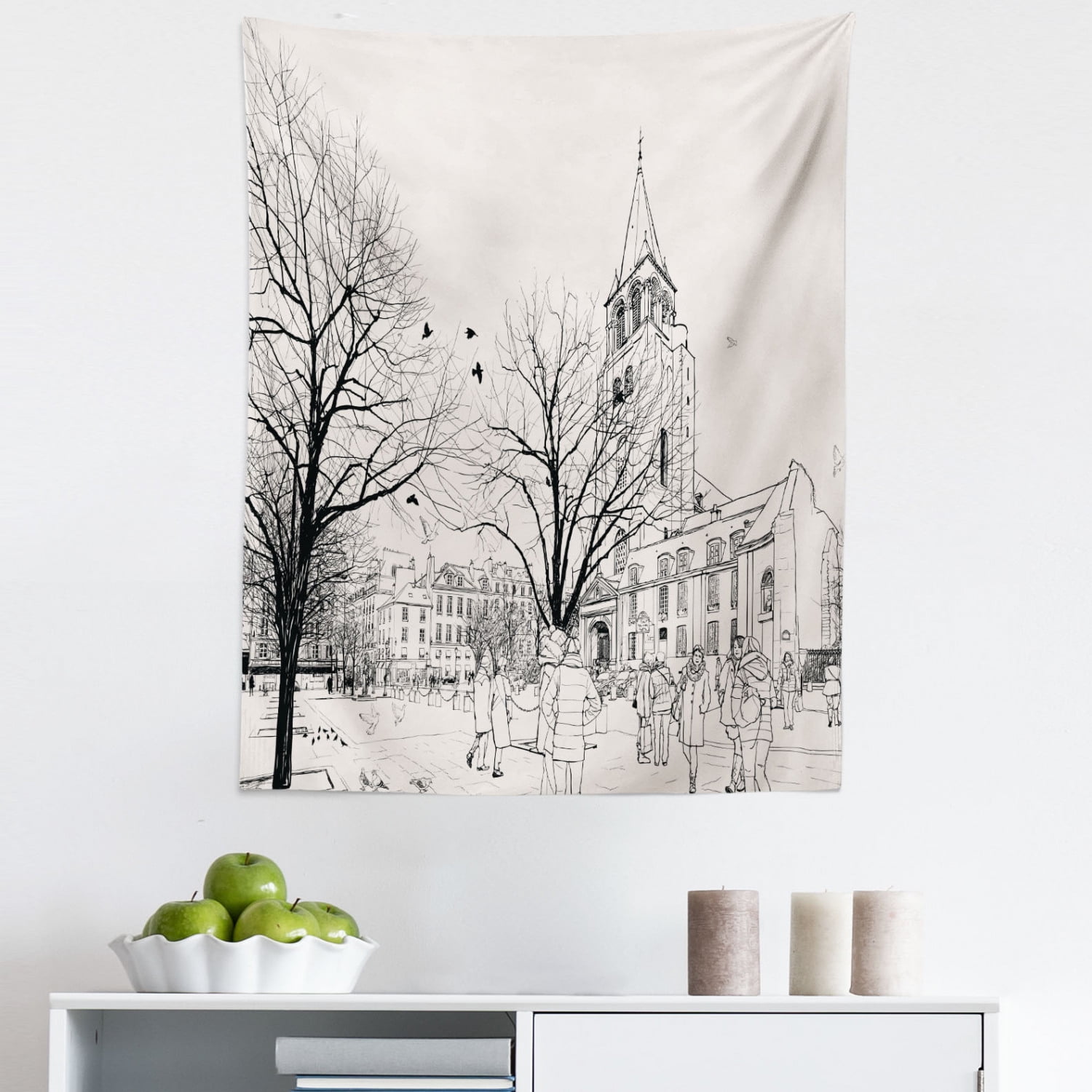 Paris Tapestry, People Passing by St-Germain-des-Pres Area Medieval ...