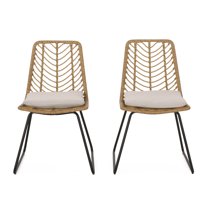 GDF Studio Modern Woven Rattan Patio Jessie Outdoor Dining Chair Set of ...