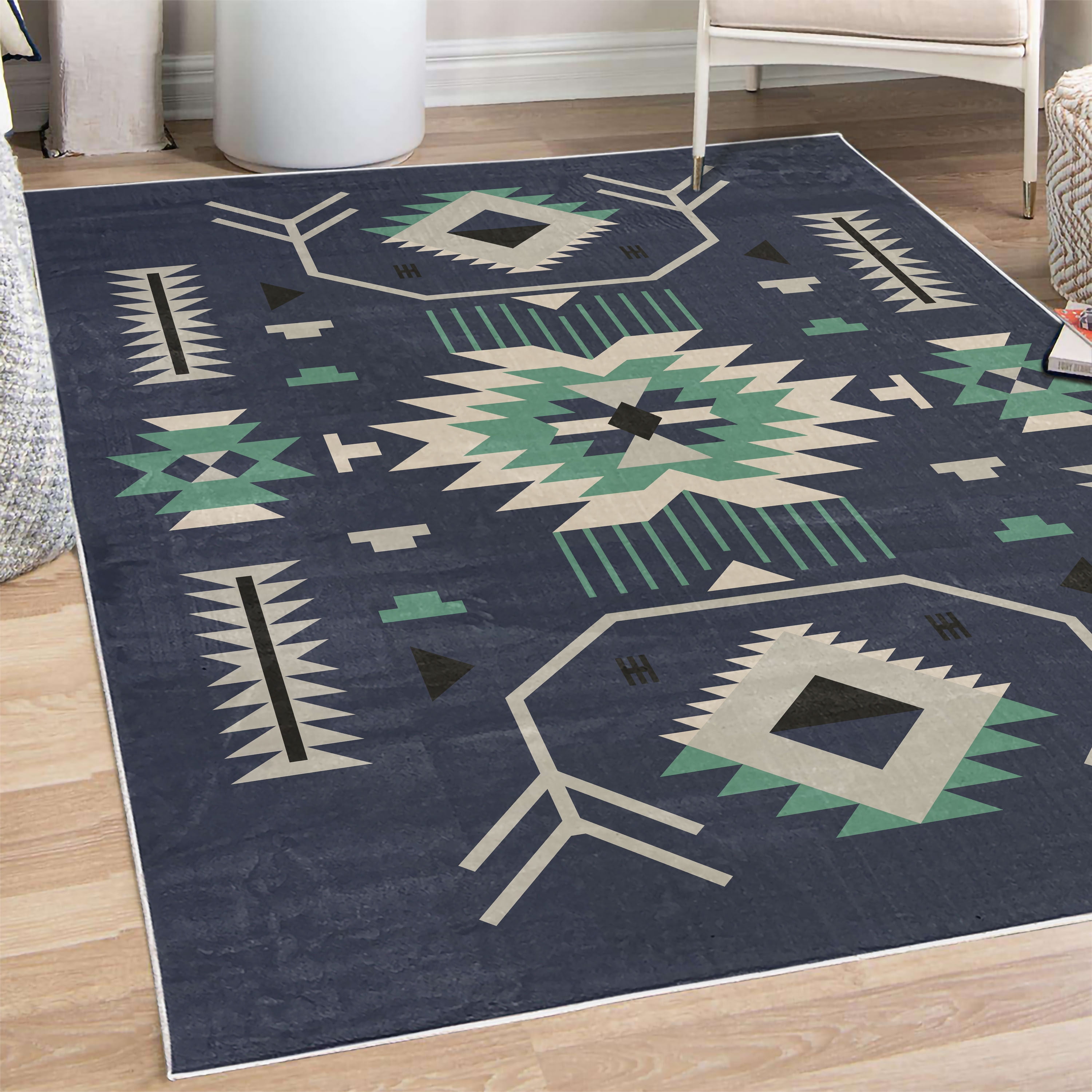 Southwestern Decorative Rug, Ethnic Illustration of a Zigzags Design ...