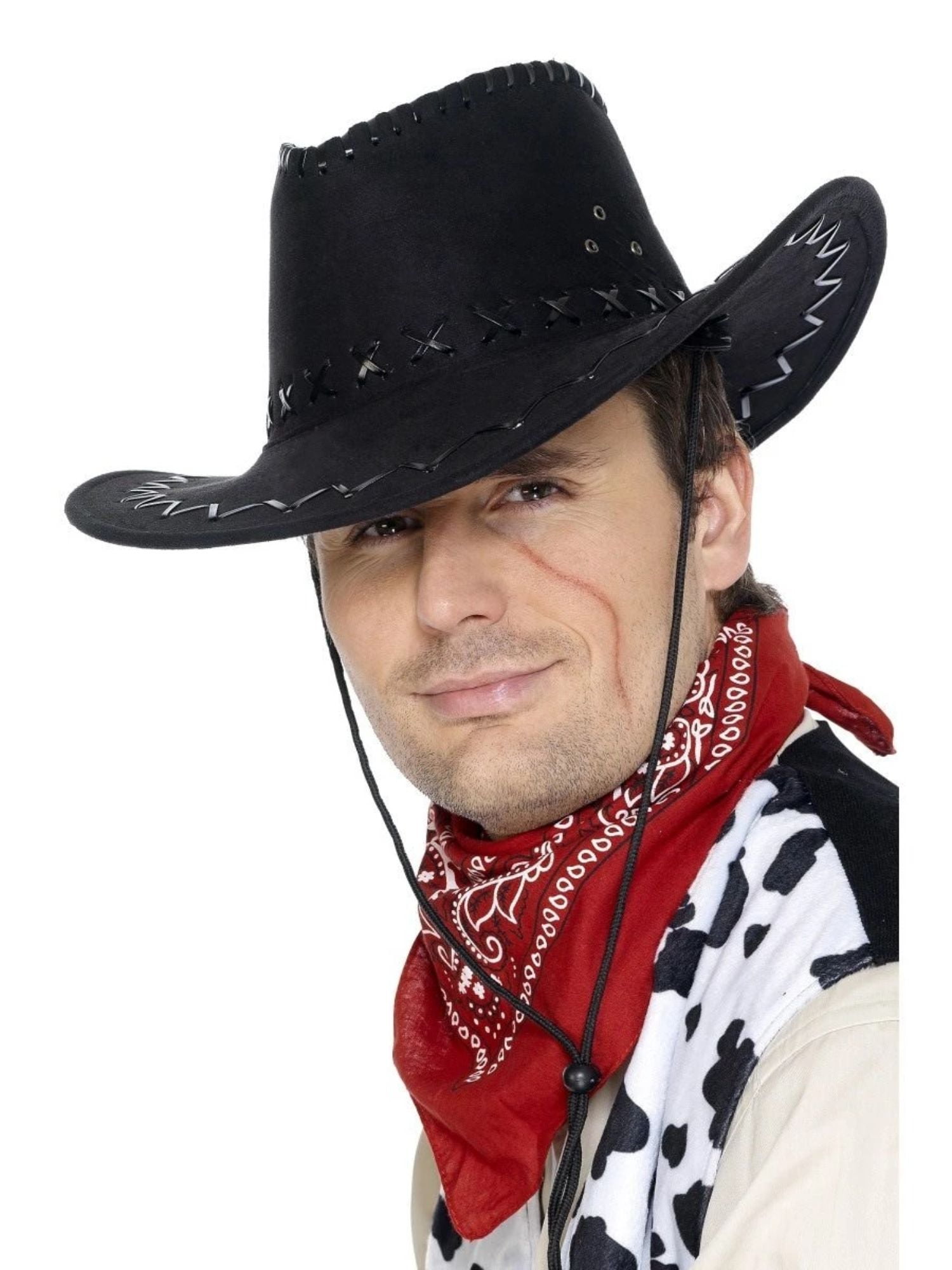 44" Black Suede Look Cowboy Men Adult Halloween Hat Costume Accessory ...