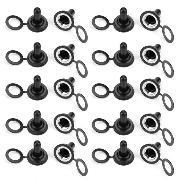 20Pcs 12mm Rocker Toggle Switch Waterproof Rubber Cap Boot Cover Black ...