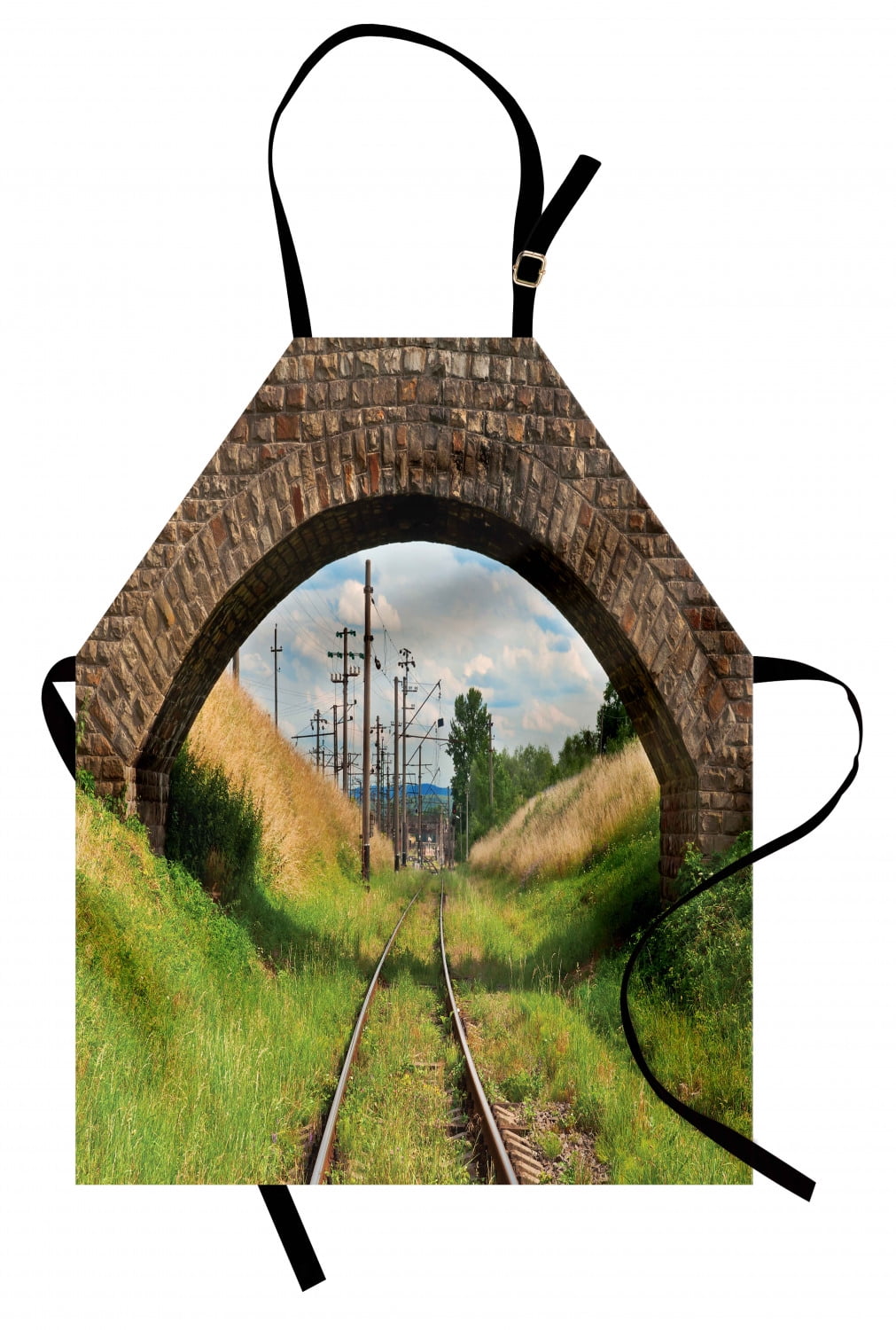 Landscape Apron Stone Bridge Old Railway Cloudy Sky Trees Grass Long ...