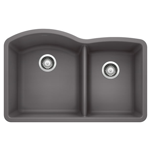 Blanco DIAMOND 1-3/4 Bowl SILGRANIT Sink Cinder - Walmart.com
