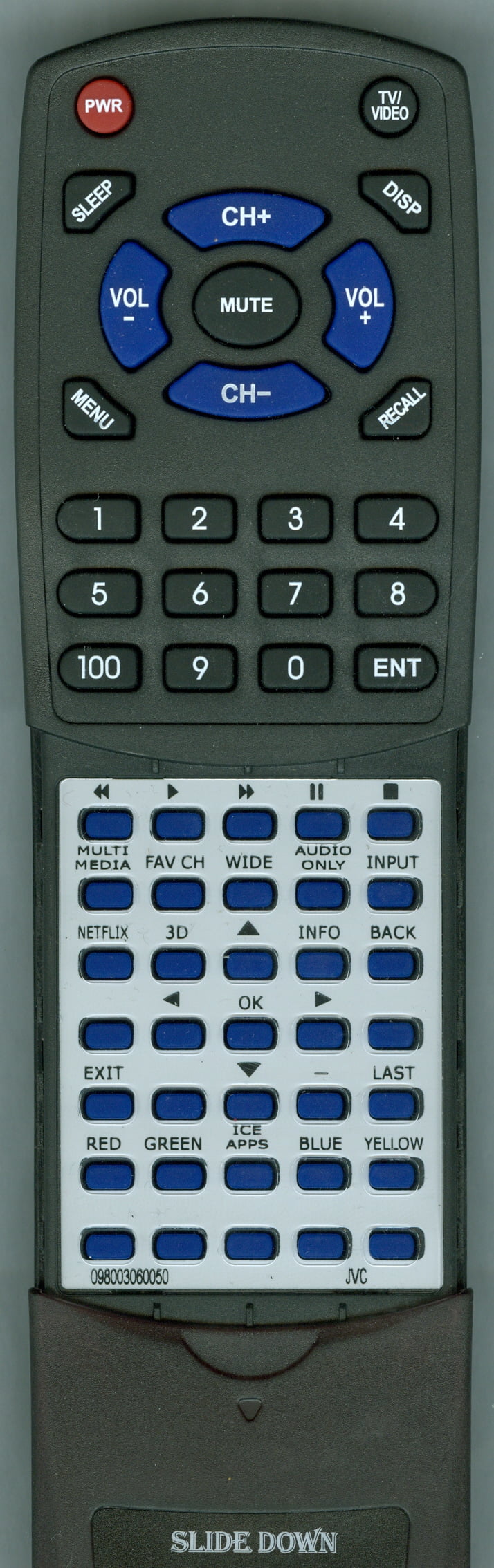 Replacement Remote for JVC JLE55SP4000, JLE55SP4000B, SP55MC, SP50MC ...