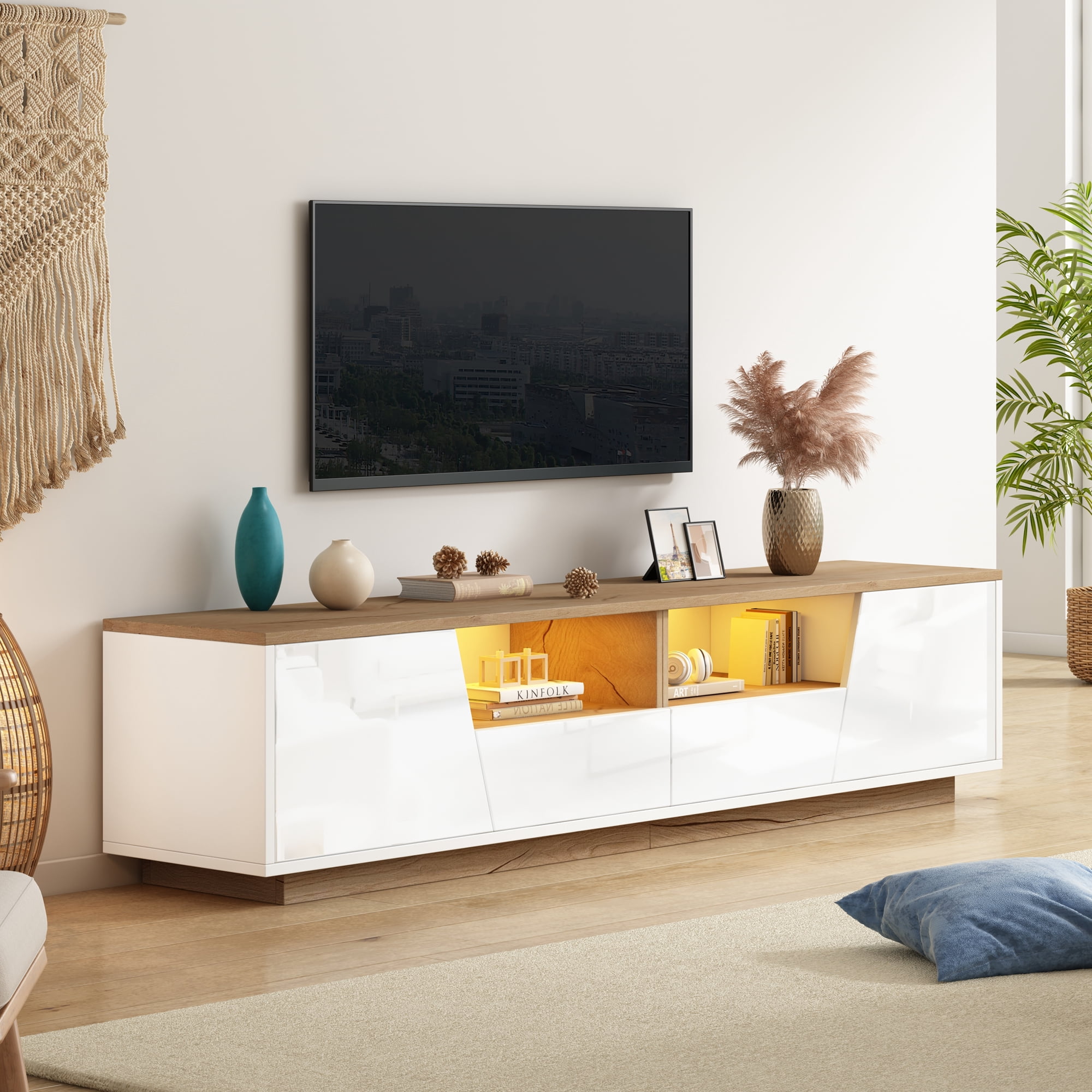 Click here for Noble House 64.9 Tv Cabinet led Lit High-Gloss Low... prices