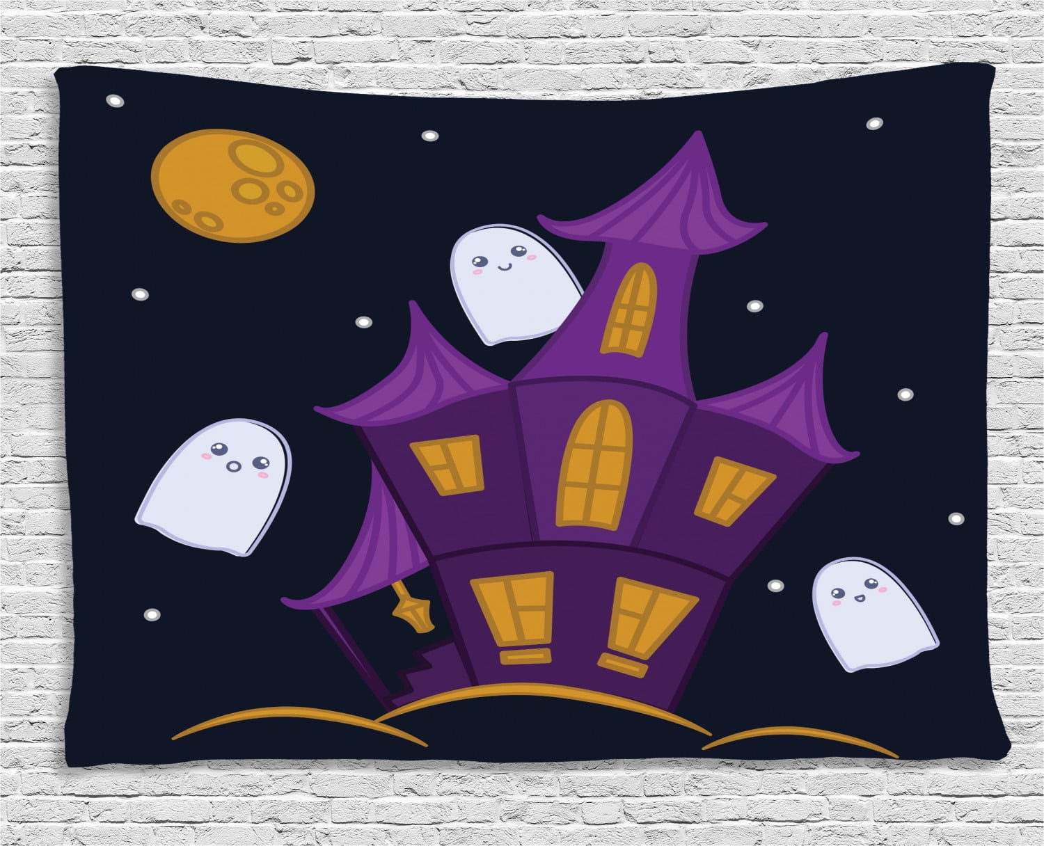 Ghost Tapestry, Dark Night Haunted House with Ghosts Halloween Design ...
