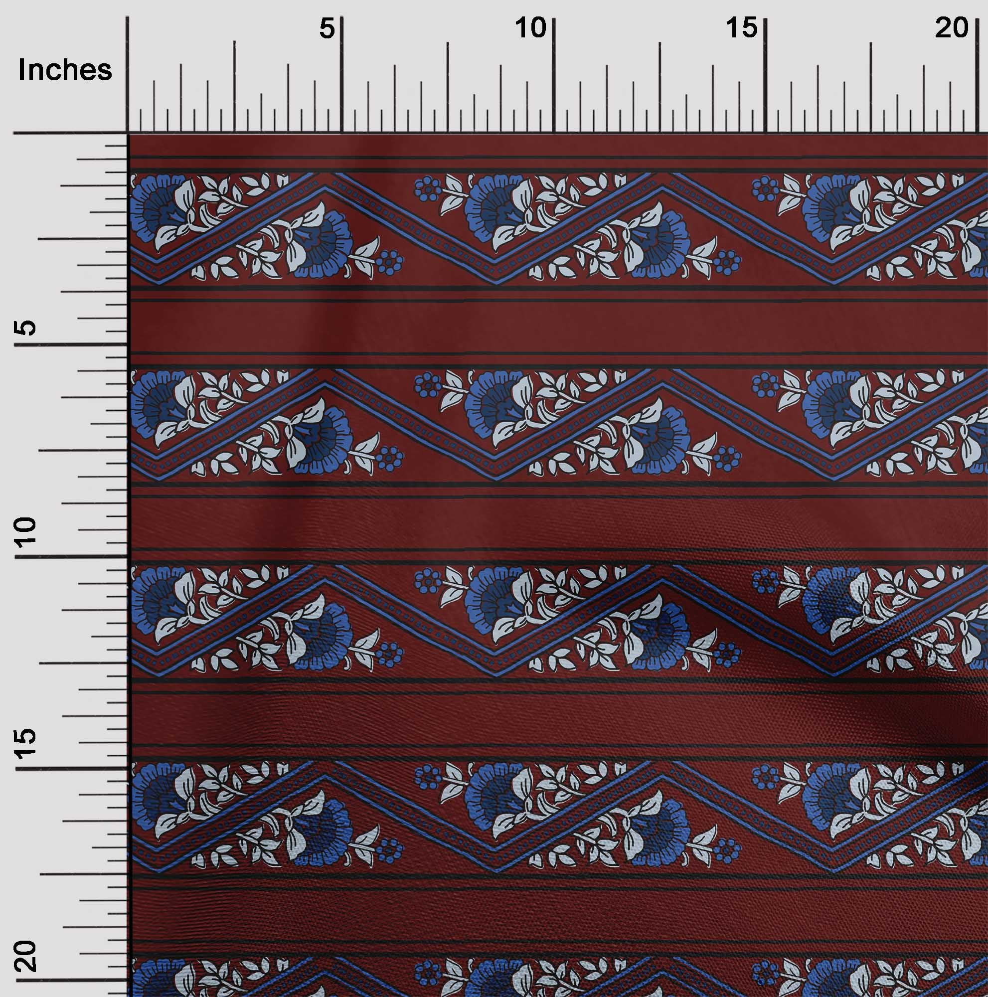 oneOone Silk Tabby Fabric Stripe|Chevron & Floral Block Printed Fabric ...