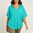 Guluxicc V Neck T Shirts for Women Short Sleeve Solid Color Hooded ...