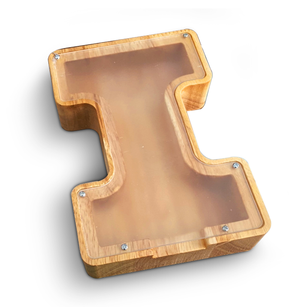 Machinehome Coin Saving Box Wooden Alphabet Letter Shaped Money Jar ...