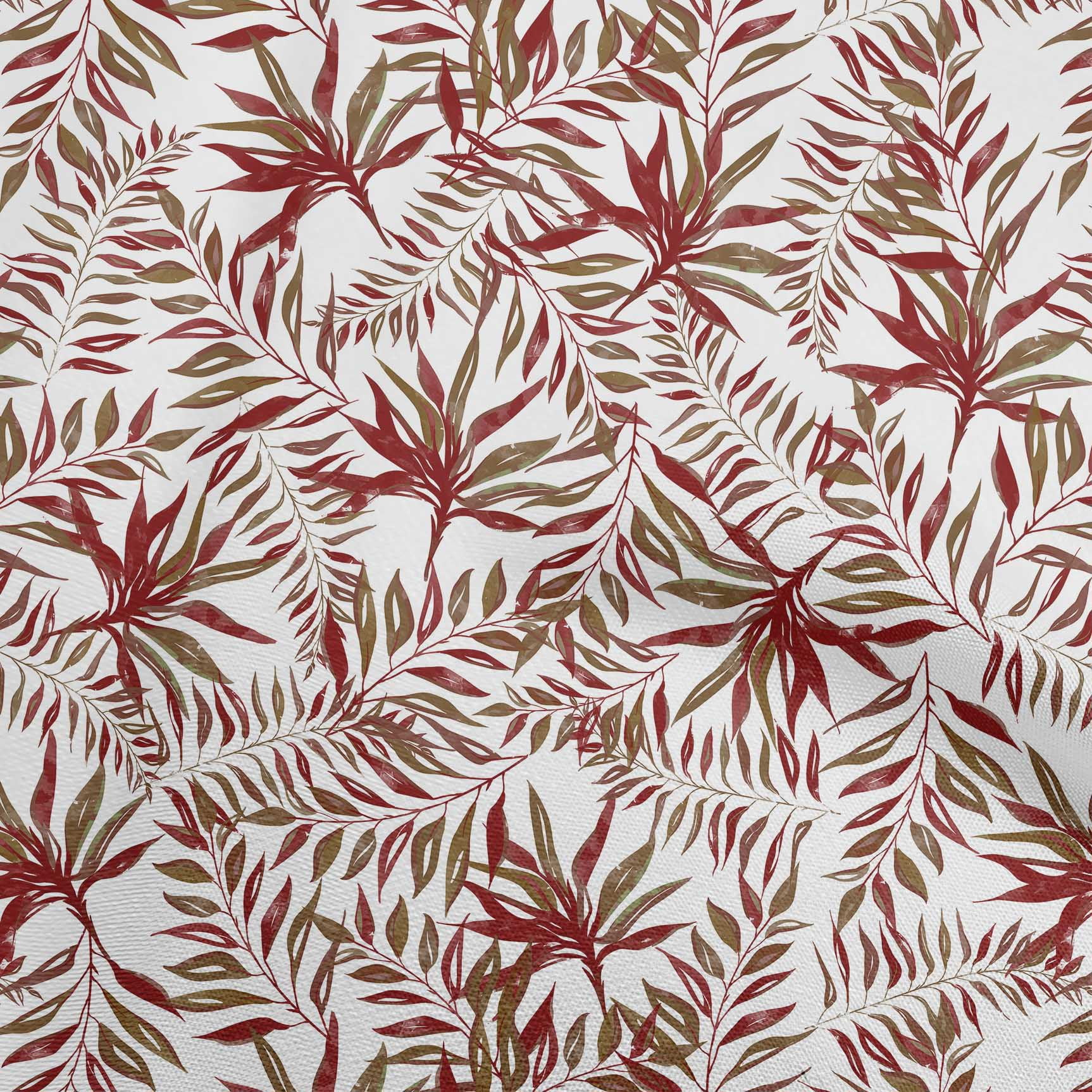 oneOone Cotton Flex Maroon Fabric Tropical Leaf With Abstract Texture ...