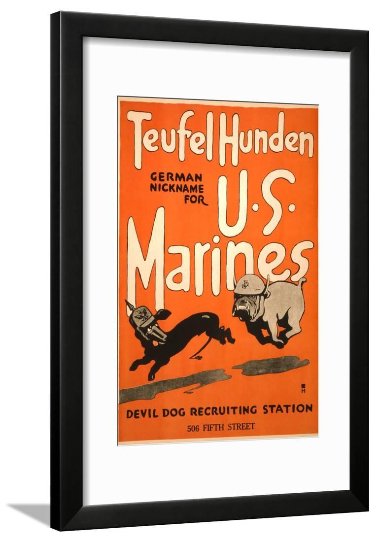 World War I Devil Dog Poster Framed Print Wall Art - Walmart.com