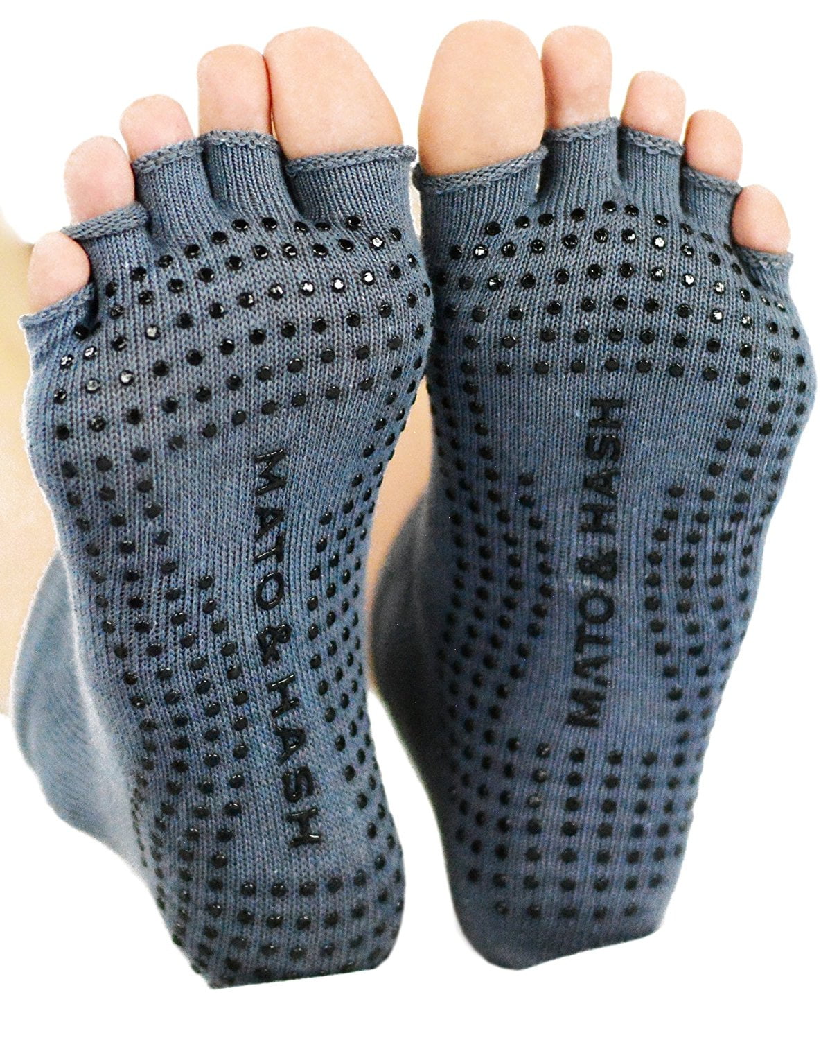 Mato & Hash Toeless Half Toe Yoga Socks With Grip - 3PK Grey CA7200 S/M ...