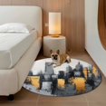 3ft Round Rug City Building Area Rugs for Living Room Bedroom Washable ...