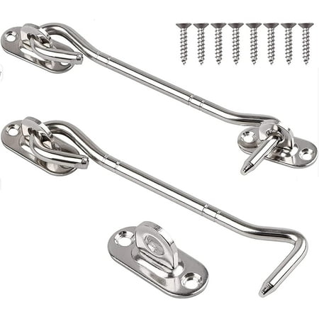 Set of 2 cabin hooks 15 cm and stainless steel steel plate, door latch ...