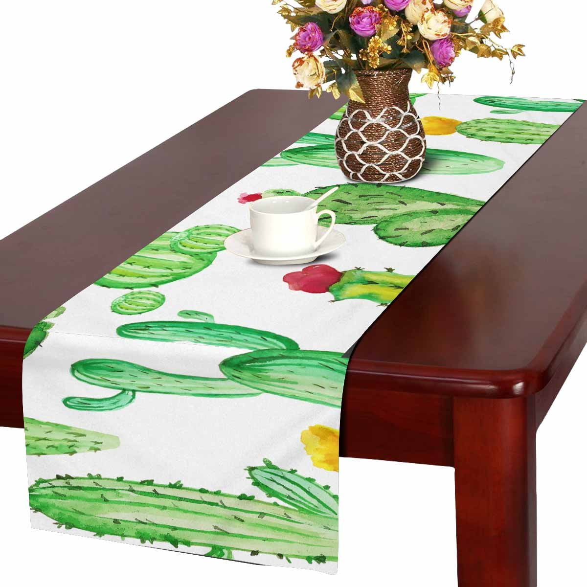 MKHERT Watercolor Cactus Table Runner For Wedding Party Decoration ...