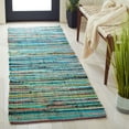 SAFAVIEH Rag Petar Striped Cotton Runner Rug, Green/Multi, 2'3" x 7 ...