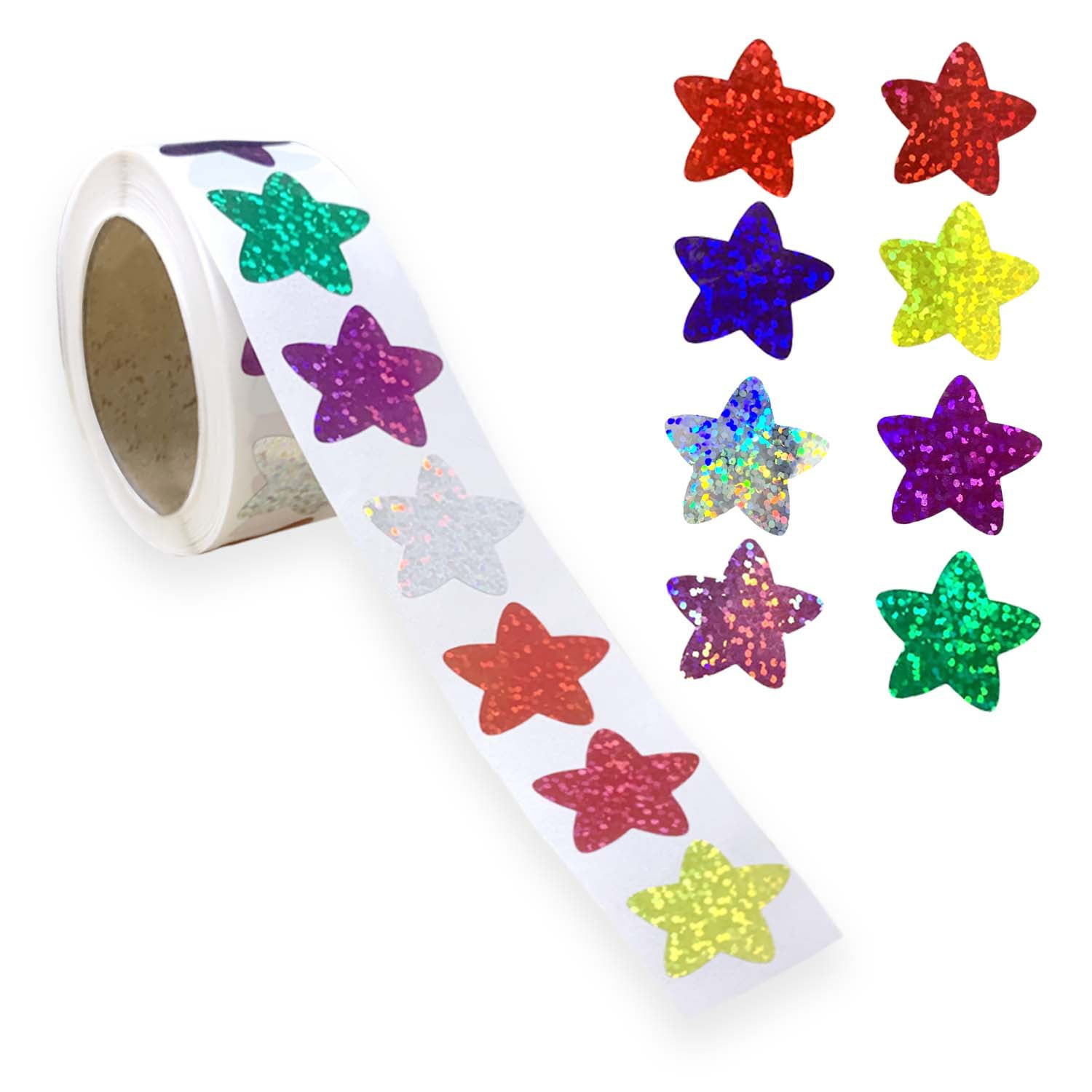 Roofei 500 Pcs Small Star Stickers, 1 inch Colorful Glitter Star ...