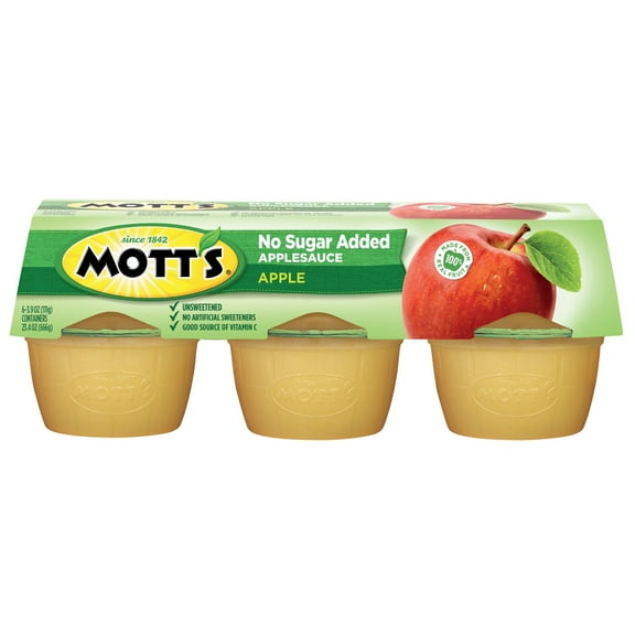 Mott's No Sugar Added Applesauce Variety Pack, 3.2 oz, 20 Count, Made ...