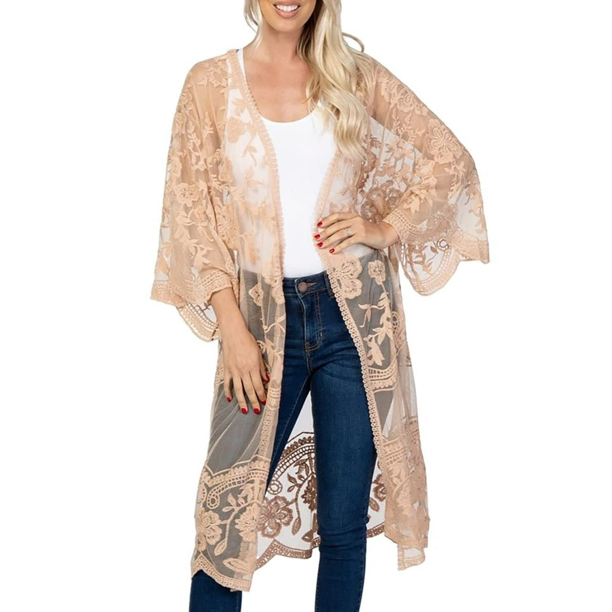 Click here for Bsubseach Women Swimsuit Cover Up Mesh Lace Kimono... prices