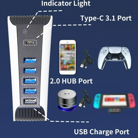Game Console USB Hub 6 Extension Adapter Extender Output Ports High ...