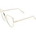 Womens Oversize Metal Cat Eye Glasses Slim Arms Flat Lens 59mm Matte
