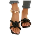 Black Comfortable Surround Headed Slippers For Women Flat Bottom Roman ...