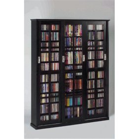 Pemberly Row 53" 2-Sided CD DVD Media Spinning Storage Tower in Black ...