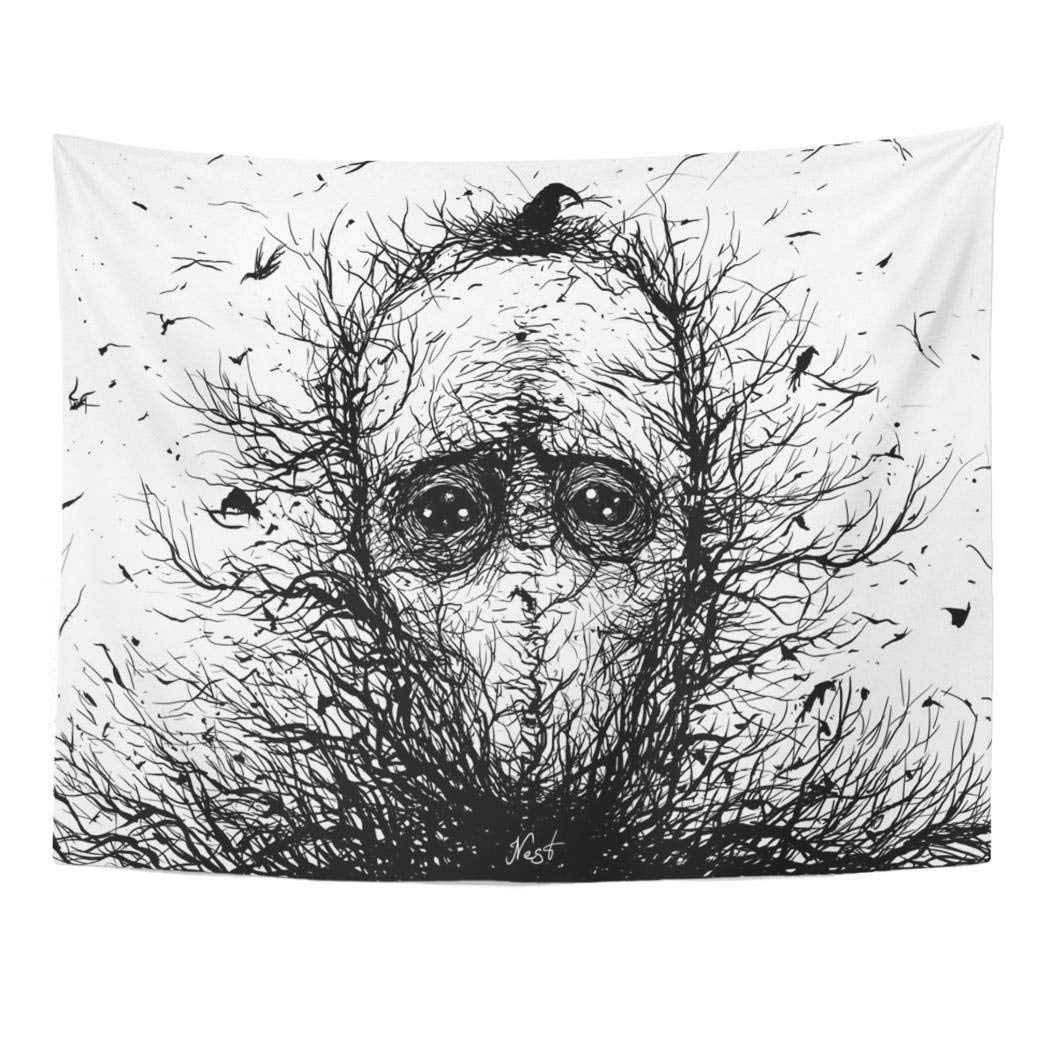 ZEALGNED House Nest Surreal Person Branches and Birds Weird Engraved ...