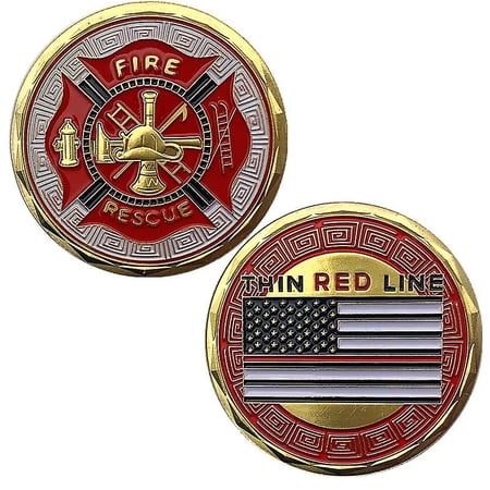 American Firefighter Painted Glory Gold Plated Commemorative Coin ...