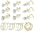 ZS 25PCS 20G Nose Hoop Rings CZ Crystal Corkscrew Nose Stud Rings Set ...