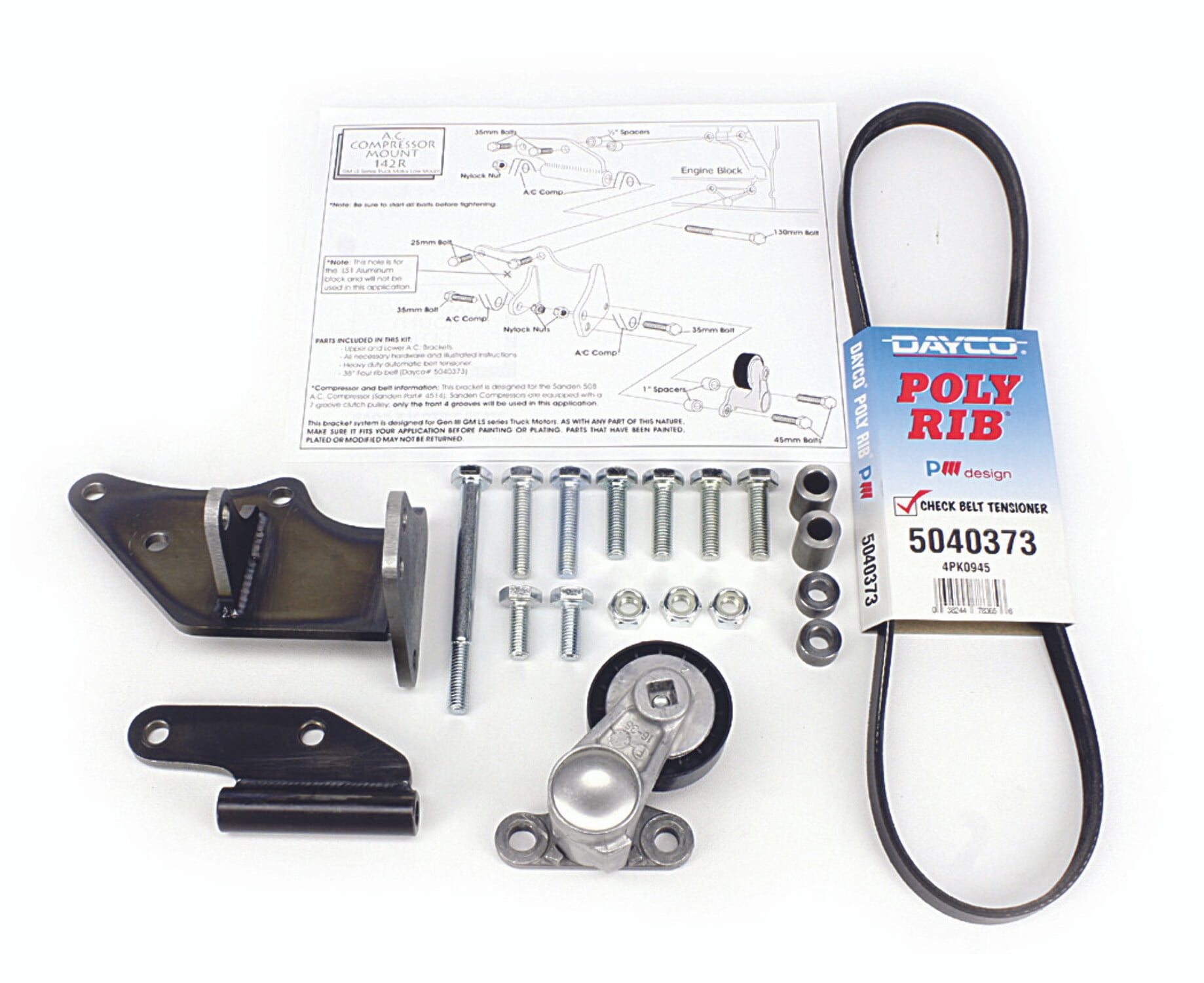 Alan Grove Components Ls Engine Low A/C Compressor Bracket 142R ...