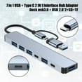 USB + Type C 2 Interface 7 in 1 USBC Hub Adapter Dock usb3.0+USB 2.0*2 ...