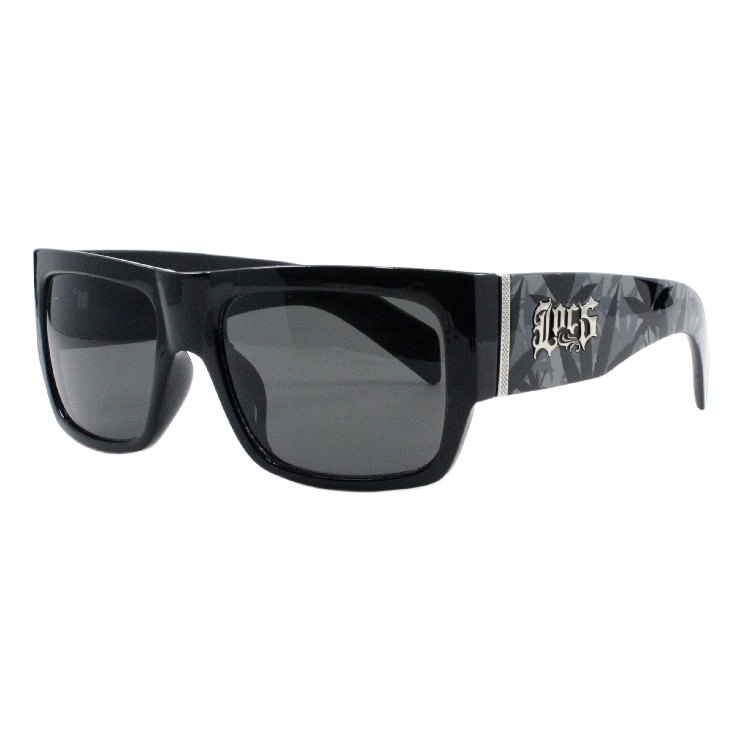 Locs Hardcore Shades Men's Sunglasses Shiny Black Rectangular Marijuana ...