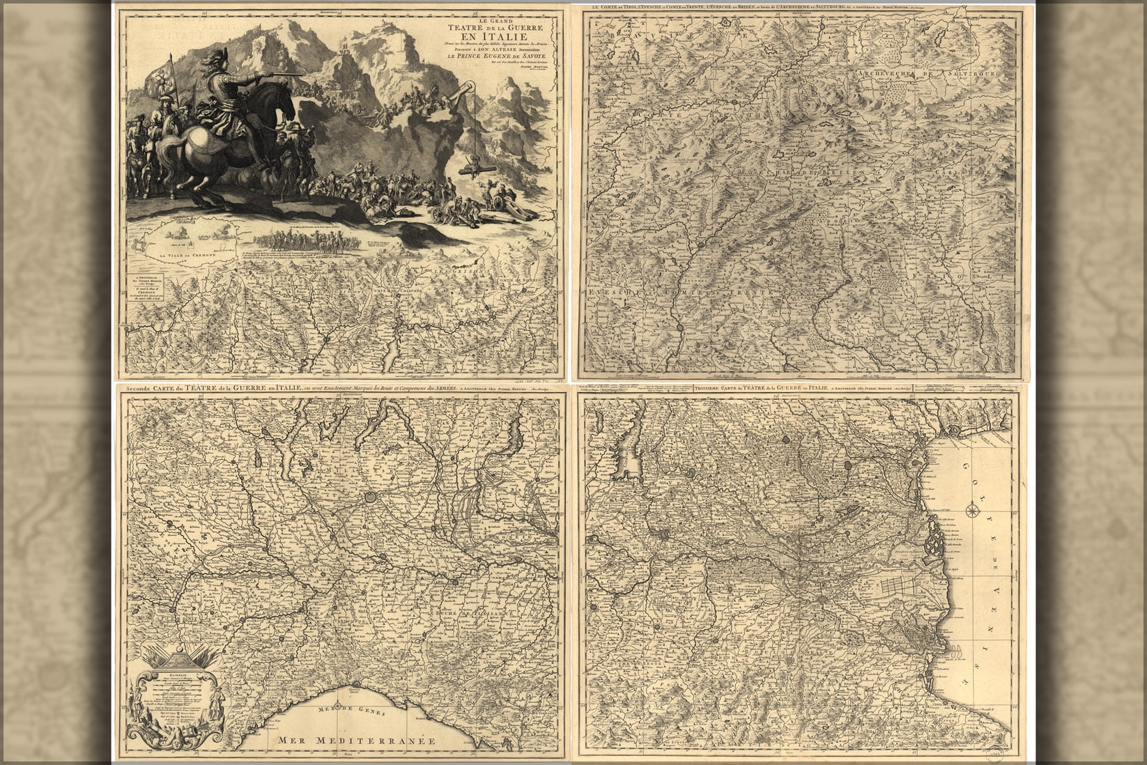 24"x36" Gallery Poster, map of northern italy 1705 - Walmart.com