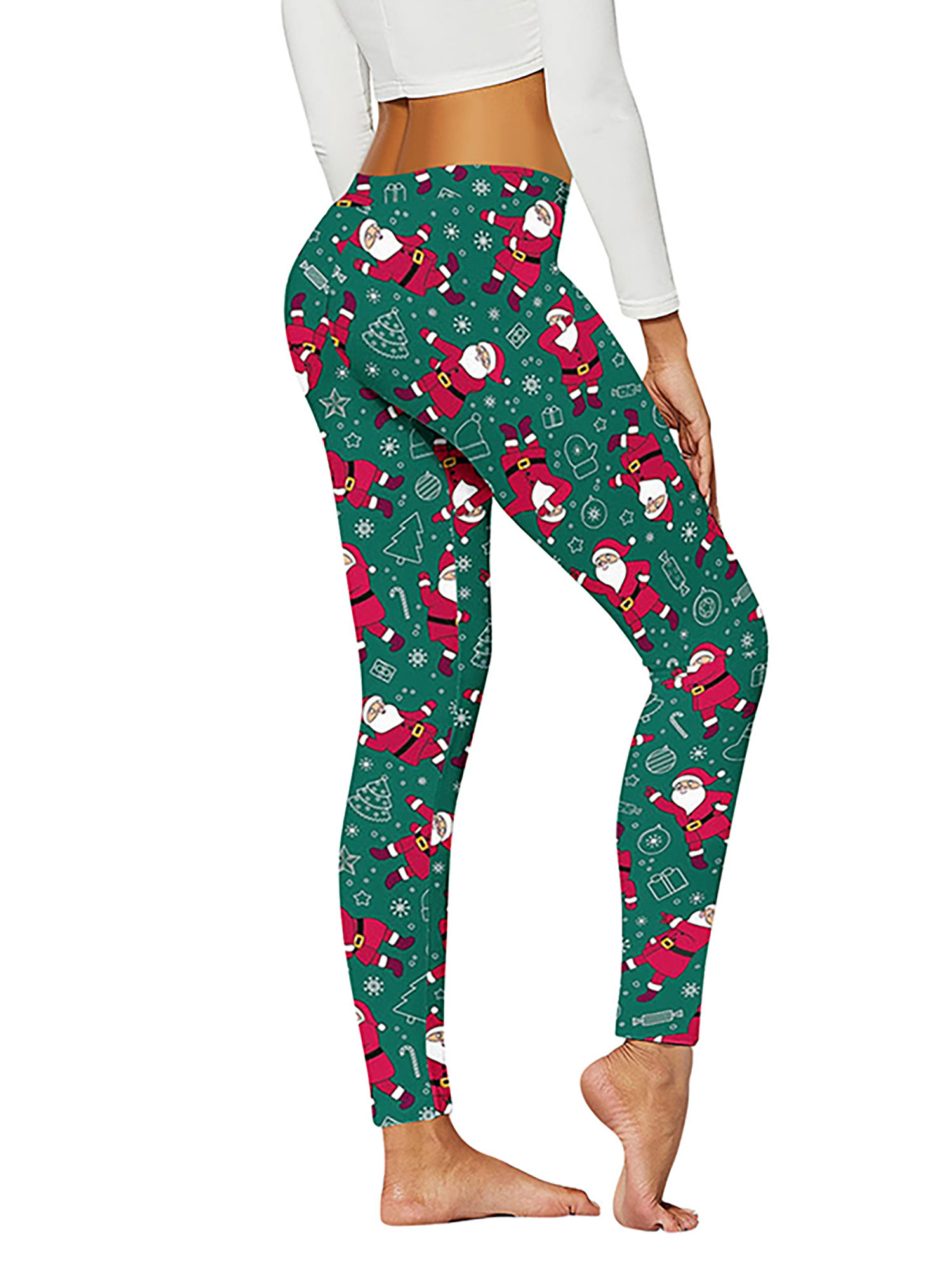 Paille Ladies Snowflake Print Skinny Bottoms Soft Festival Xmas Pants ...