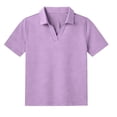 Dwellite Girls Polo Shirts Short Sleeve V-Neck Collared T Shirts for ...