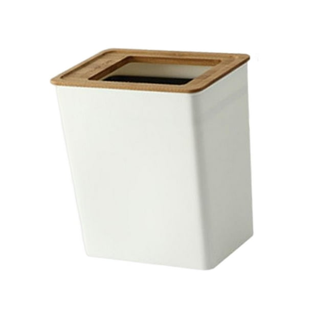 Bamboo Lid Trash Can Durable Anti Skid Wastebasket ,Garbage Container ...
