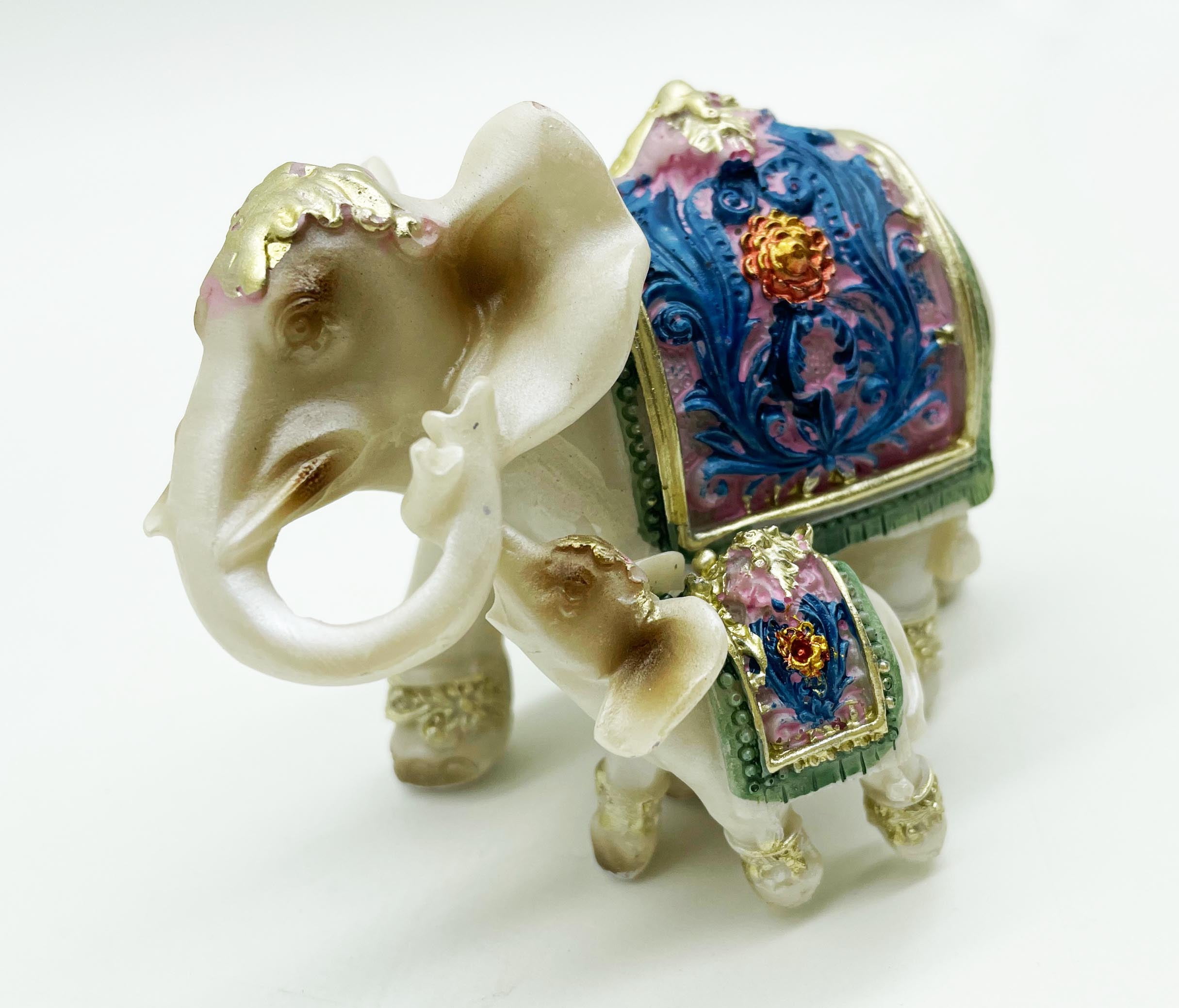 White Ivory Color Feng Shui Elephant Statue Mother and Baby Elephants ...