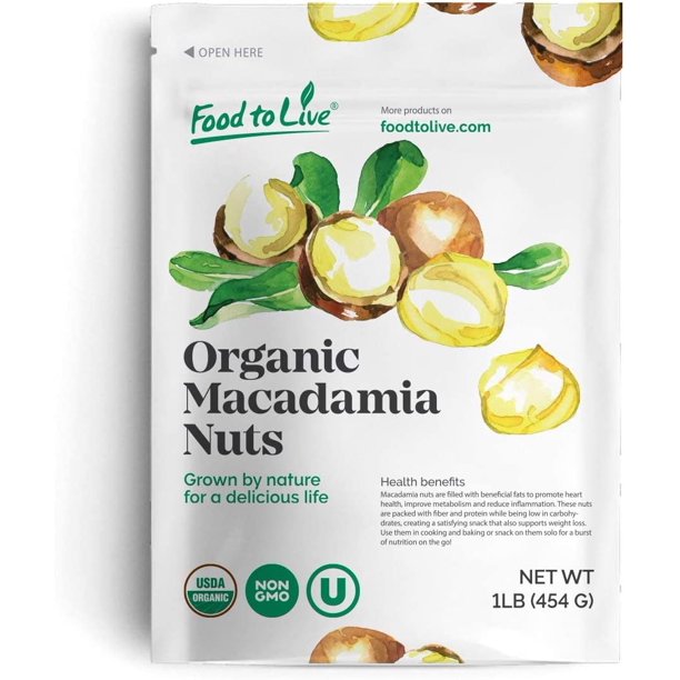 Organic Dry Roasted Whole Macadamia Nuts with Himalayan Salt, 1 Pound ...