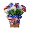 4th of July Wreath Star Candle Light for Front Door, Red White Blue ...