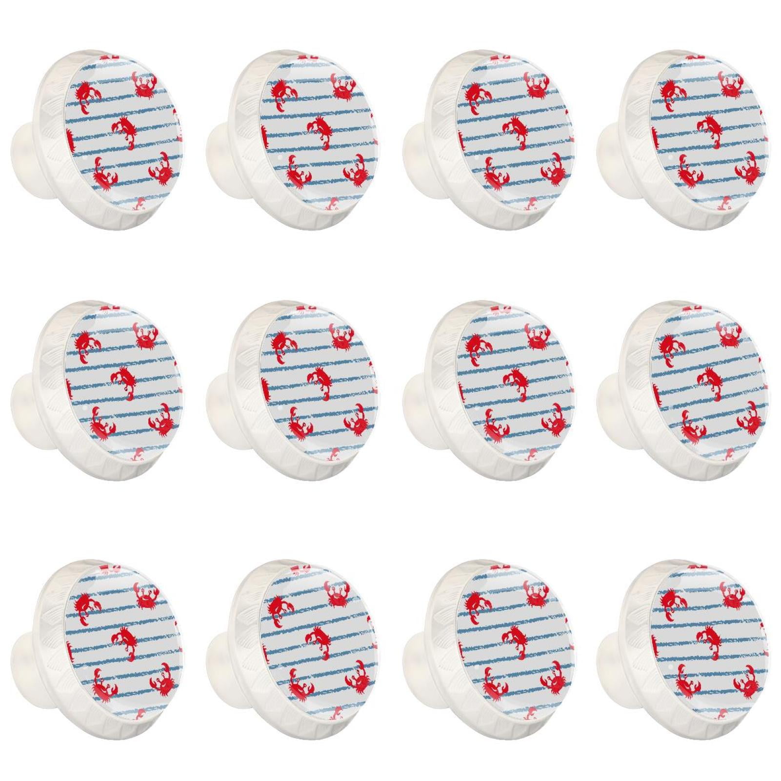 12 Pcs Crab Blue White Stripes Knobs for Kitchen Cabinet Cupboard Dresser Bookcase Drawer Pulls ...