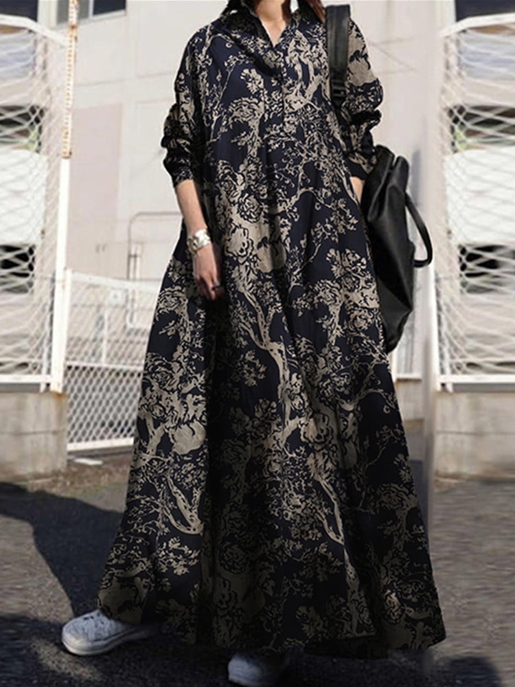 ZANZEA - ZANZEA Womens Dresses Turn-down Collar Long Sleeve Floral ...