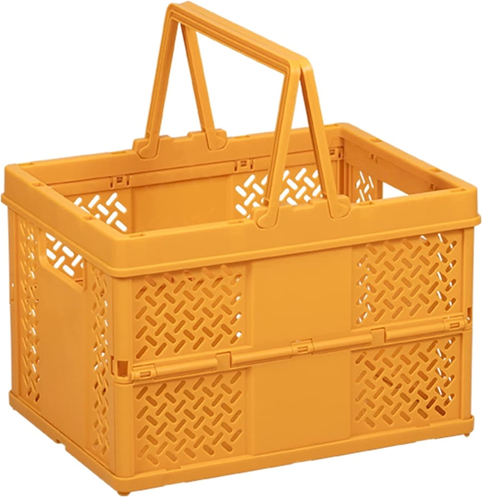 Plastic Collapsible Crate Folding Storage Basket For Shelves ...