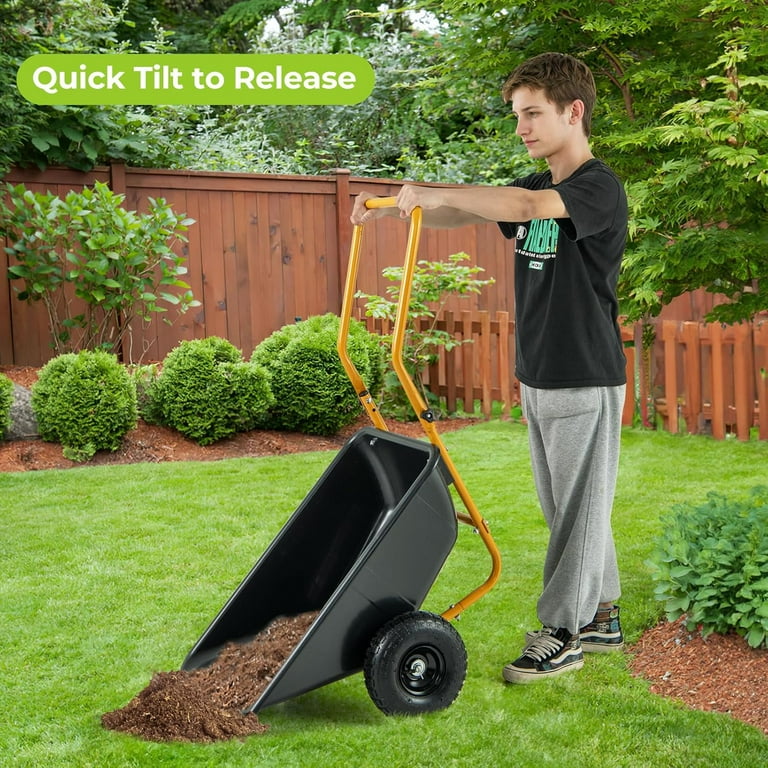 Wheel Barrow REDCAMP Garden Wagons Carts Heavy Duty Pullable, 550 Lbs ...