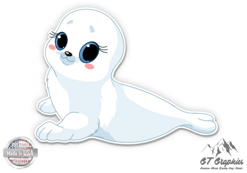 Baby Seal Adorable - 3" Vinyl Sticker - For Car Laptop I-Pad Phone ...