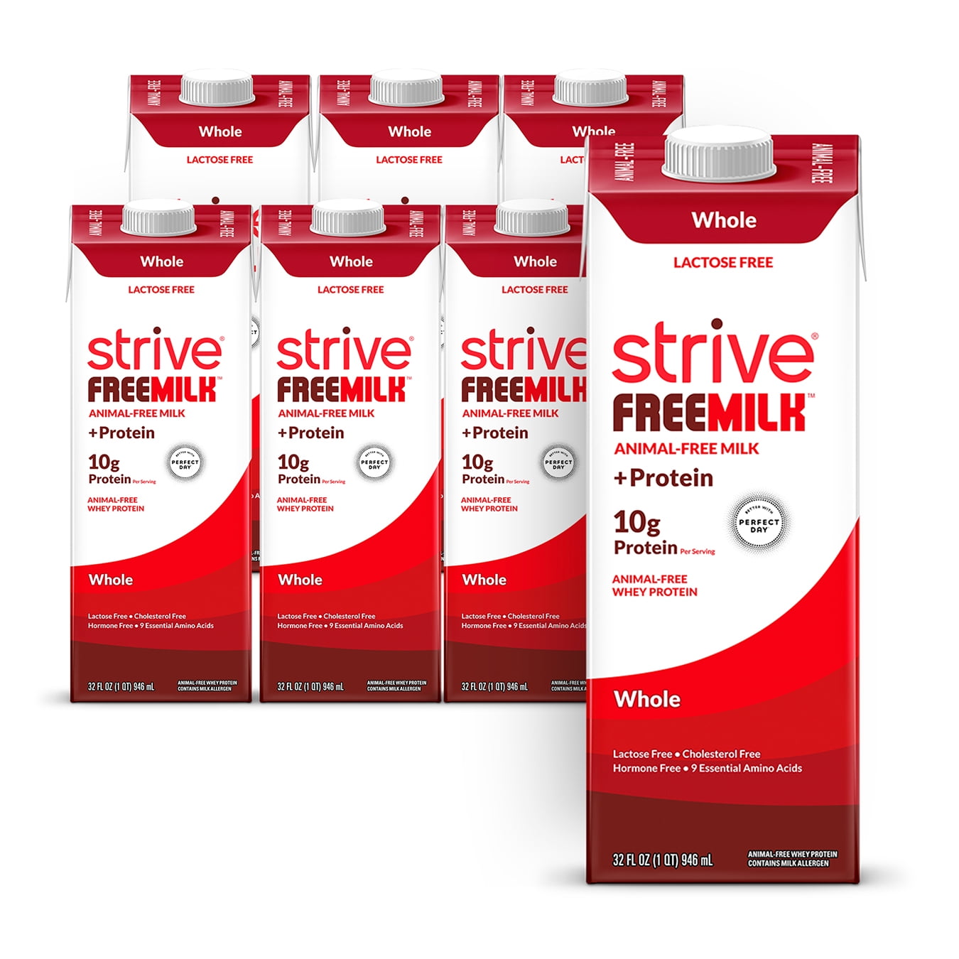 Strive FREEMILK, Animal-Free Dairy Milk, Whole 32oz Carton (Pack of 6 ...