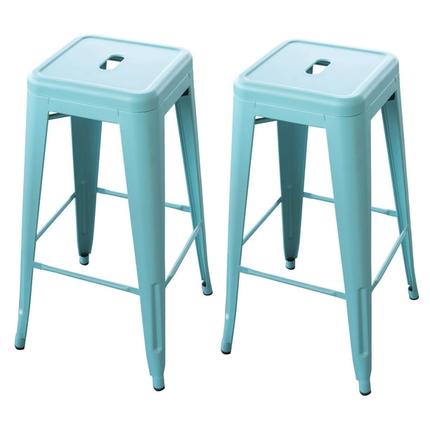 30 inch Backless Metal Bar Stool - 2 Piece - Teal - Walmart.com