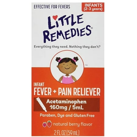 4 Pack - Little Remedies Infant Fever/Pain Reliever, Natural Berry ...
